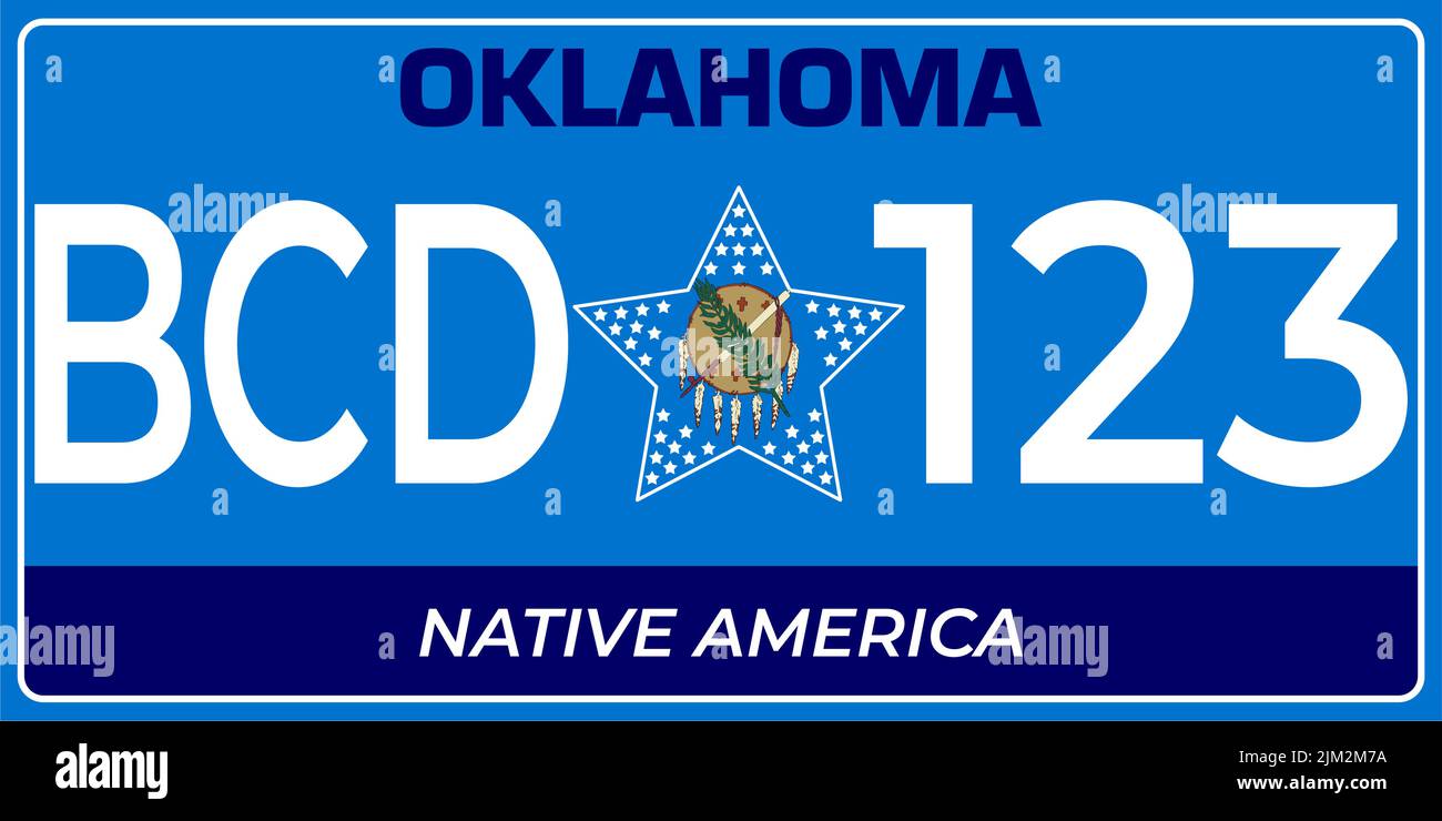 Vehicle license plates marking in Oklahoma in United States of America ...