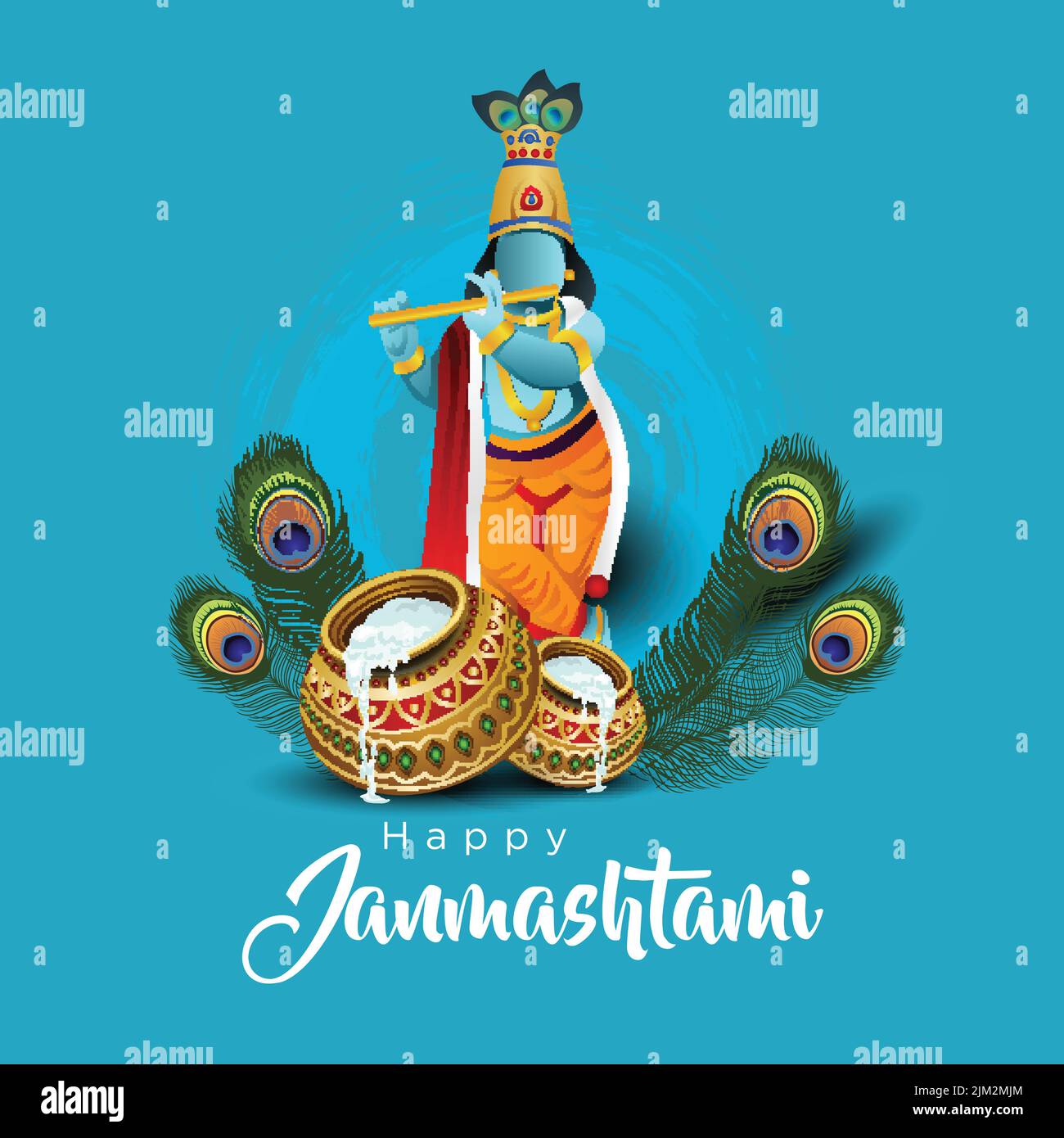 dahi handi festival of shree krishna janmashtami. vector illustration ...