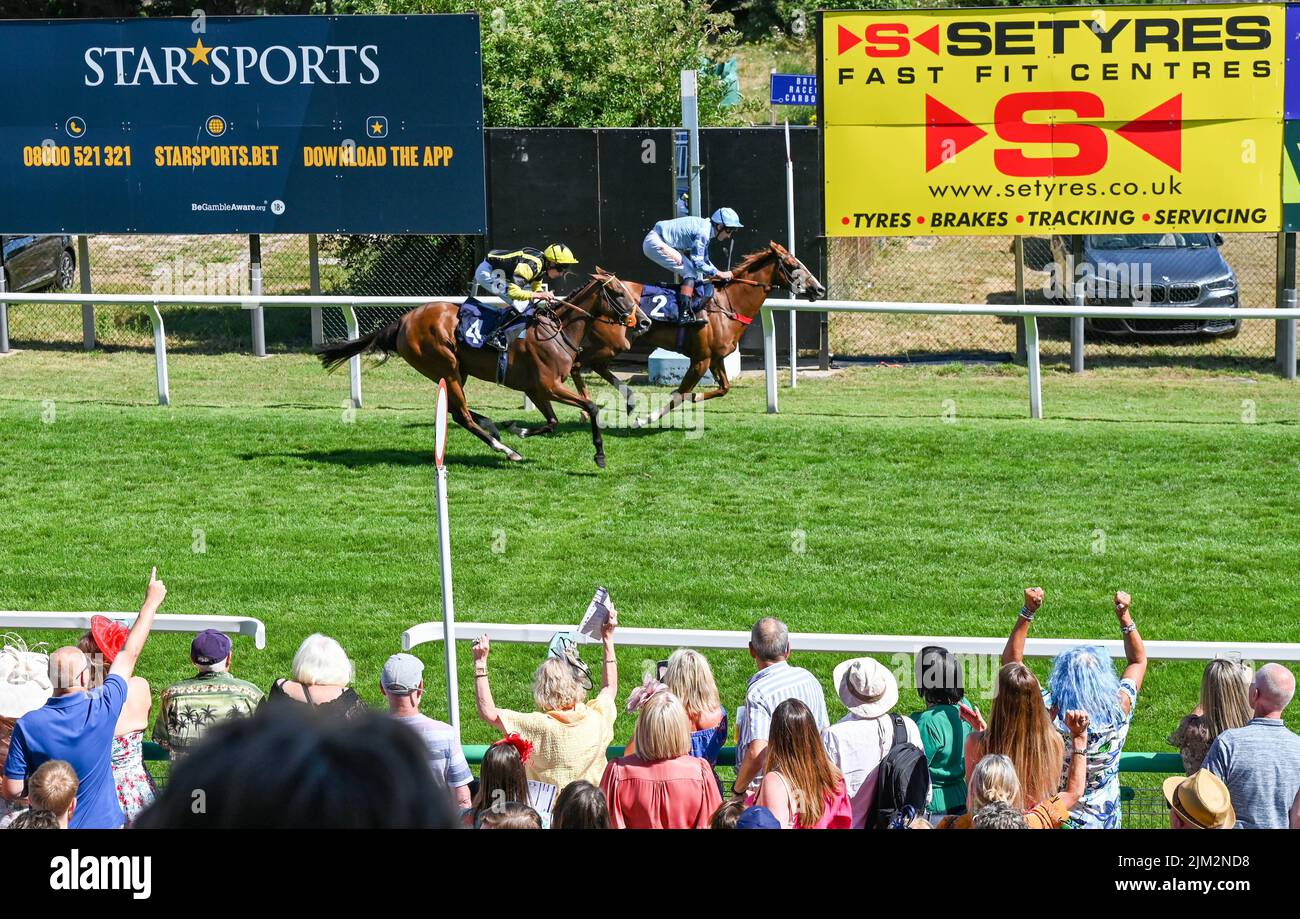 Brighton UK 4th August 2022 - Wisper ridden by Dougie Costello (pale ...