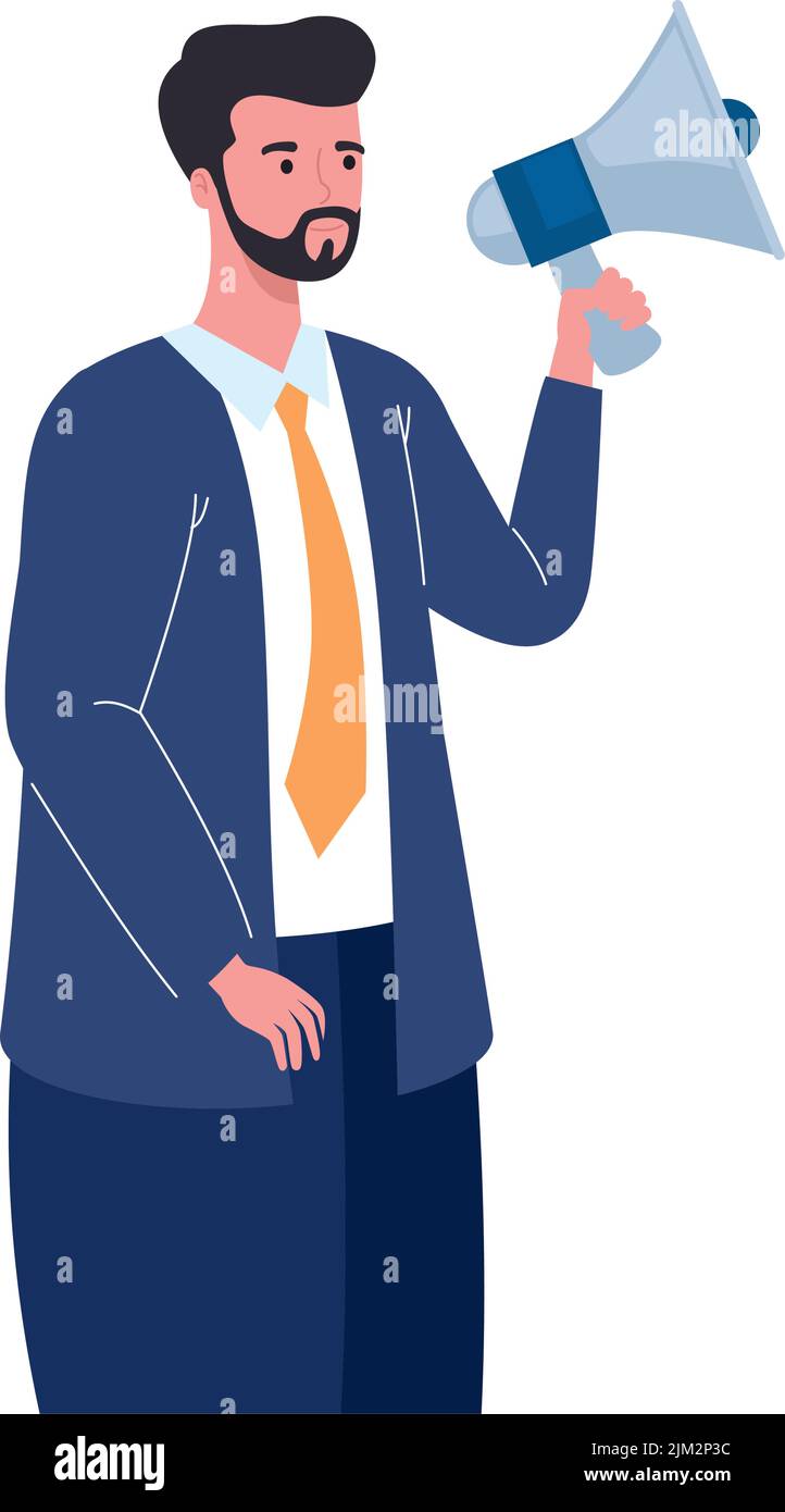 elegant businessman with megaphone Stock Vector Image & Art - Alamy