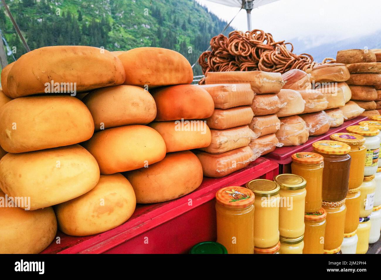Romania, Transylvania, Transfagarasan road, traditional food Stock ...