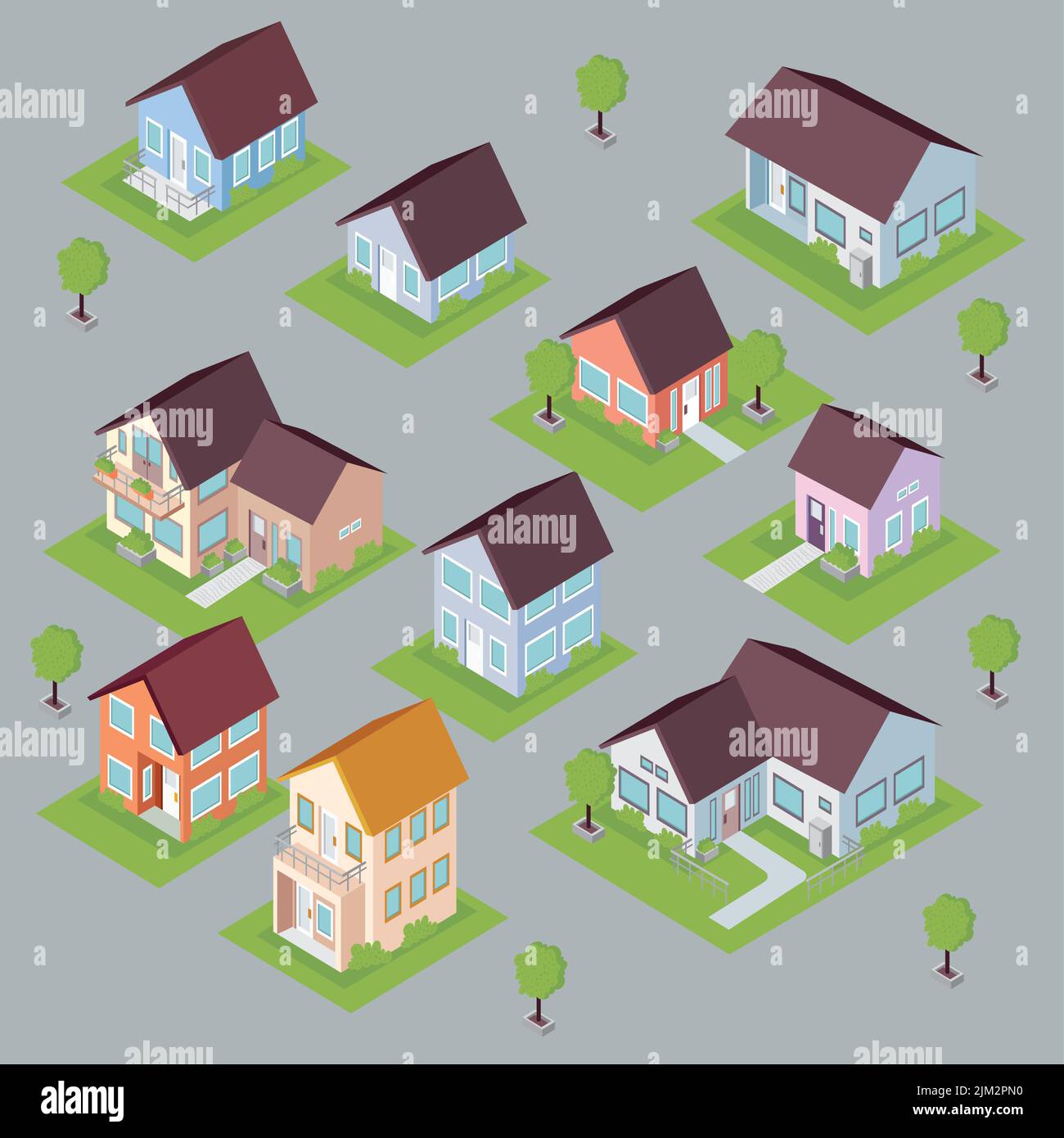 isometric neighborhood cityscape Stock Vector Image & Art - Alamy