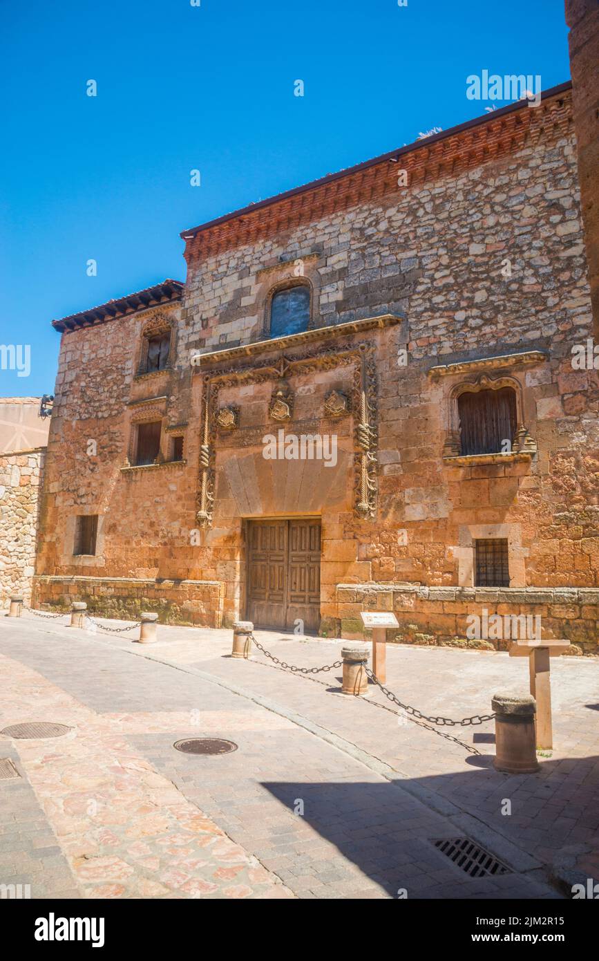 Facade of Contreras Palace. Ayllon, Segovia province, Castilla Leon ...