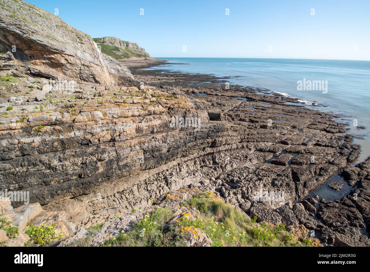 South Gower cliffs and Hunts Bay, Wales, UK Stock Photo - Alamy