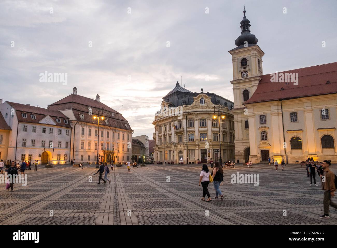 Romania, Transylvania, Sibiu, Piata Mare Square Stock Photo - Alamy