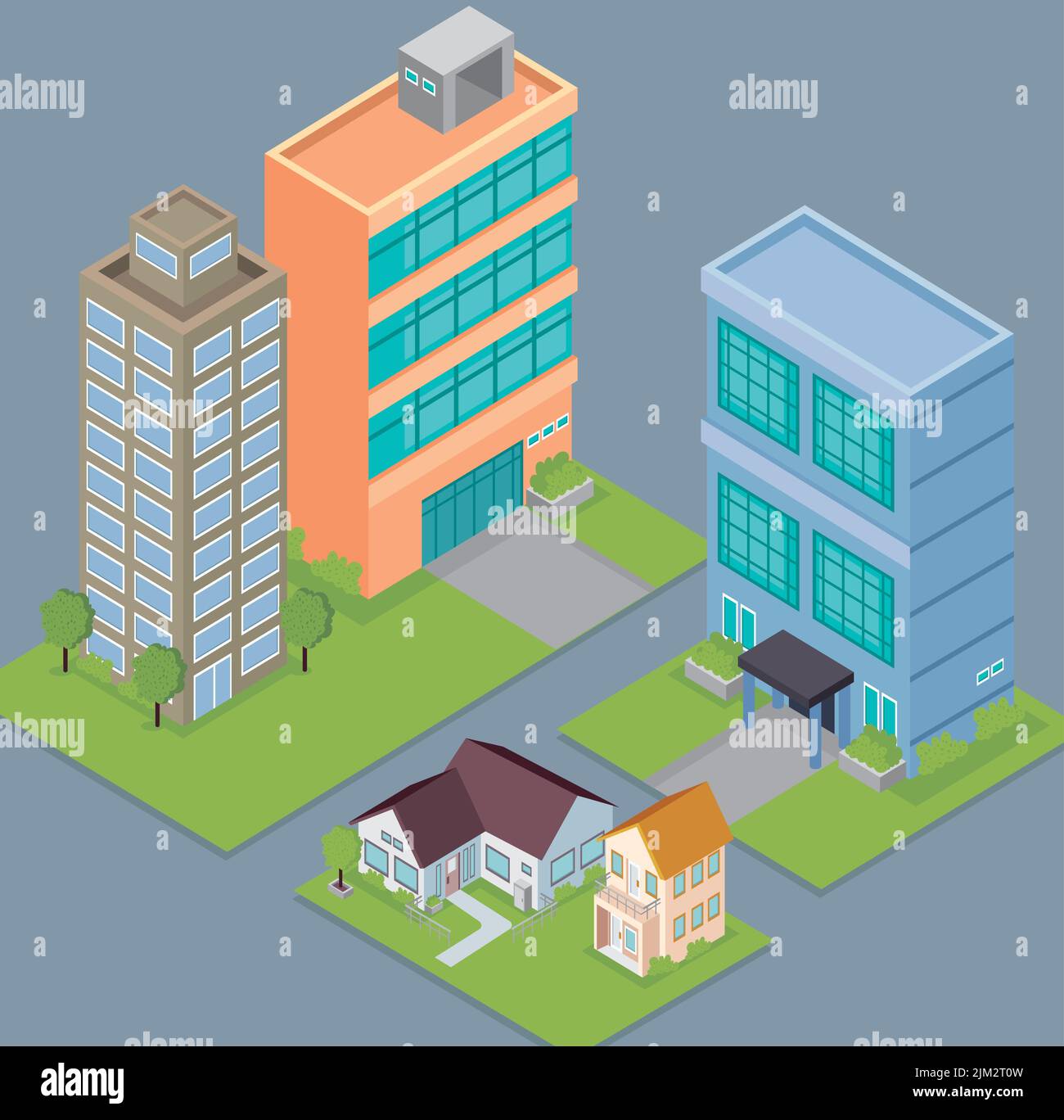 isometric buildings city scene Stock Vector Image & Art - Alamy