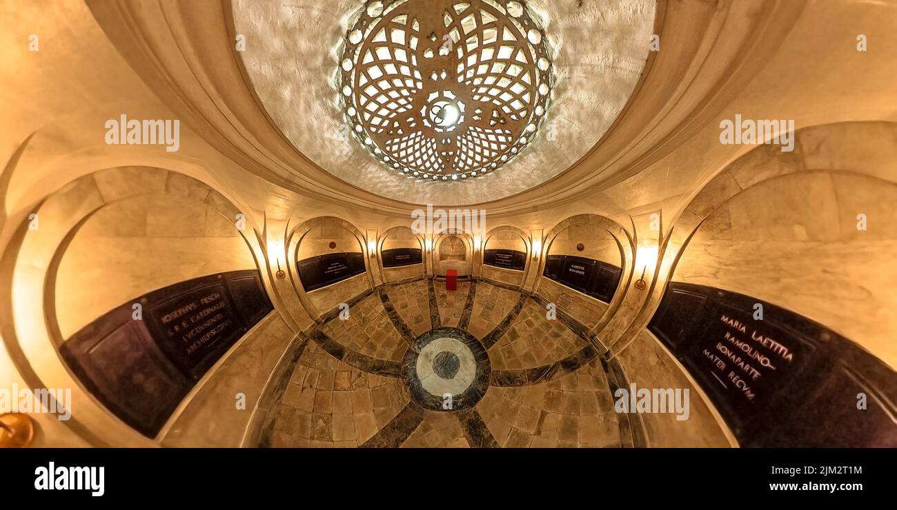 Ajaccio, Corsica, France - June 2022: Aerial 360 view of the crypt ...