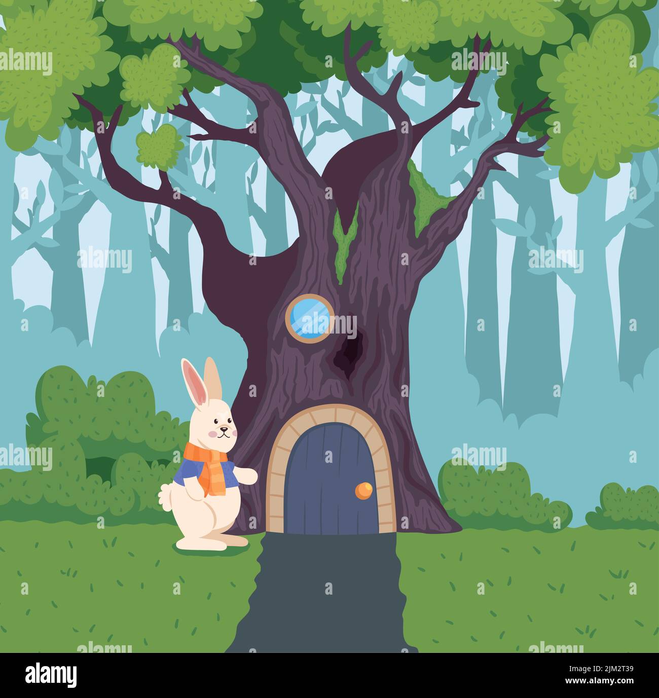 enchanted forest with rabbit Stock Vector Image & Art - Alamy