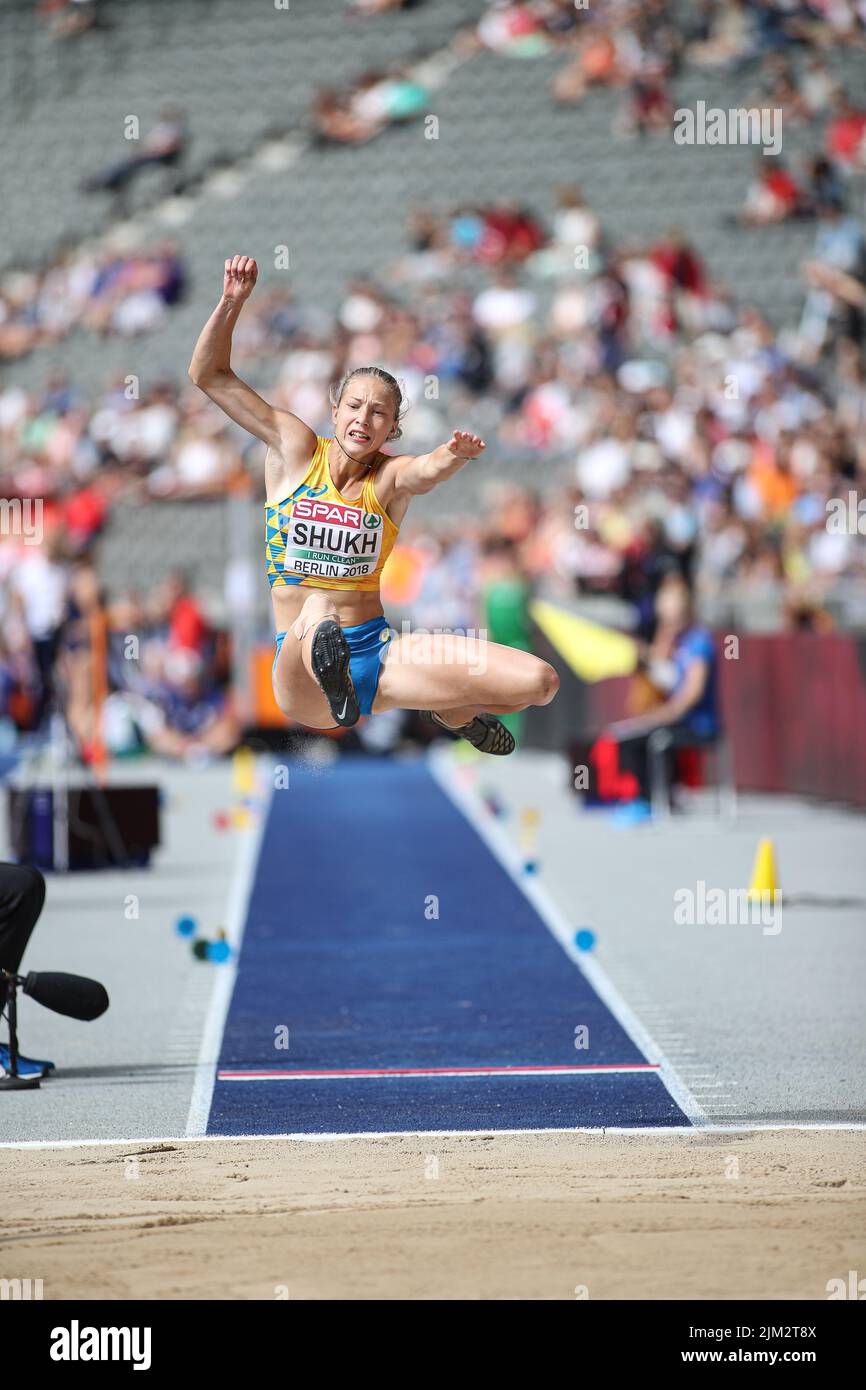 Alina Shukh participating in the Heptathlon Long Jump at the European ...