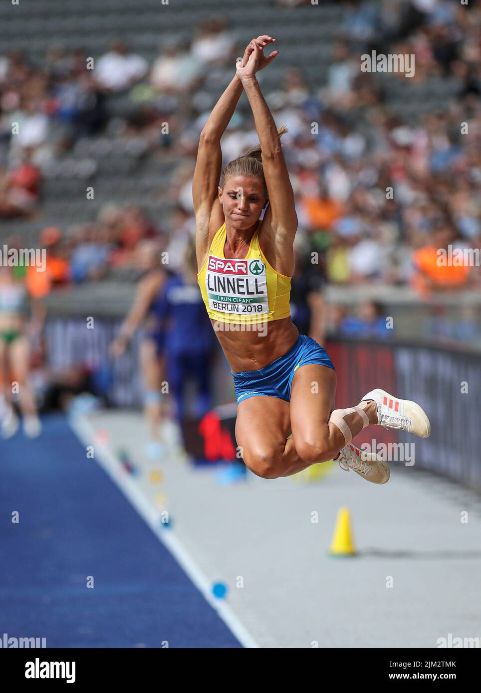 Lisa Linnell participating in the Heptathlon Long Jump at the European Athletics Championships ...
