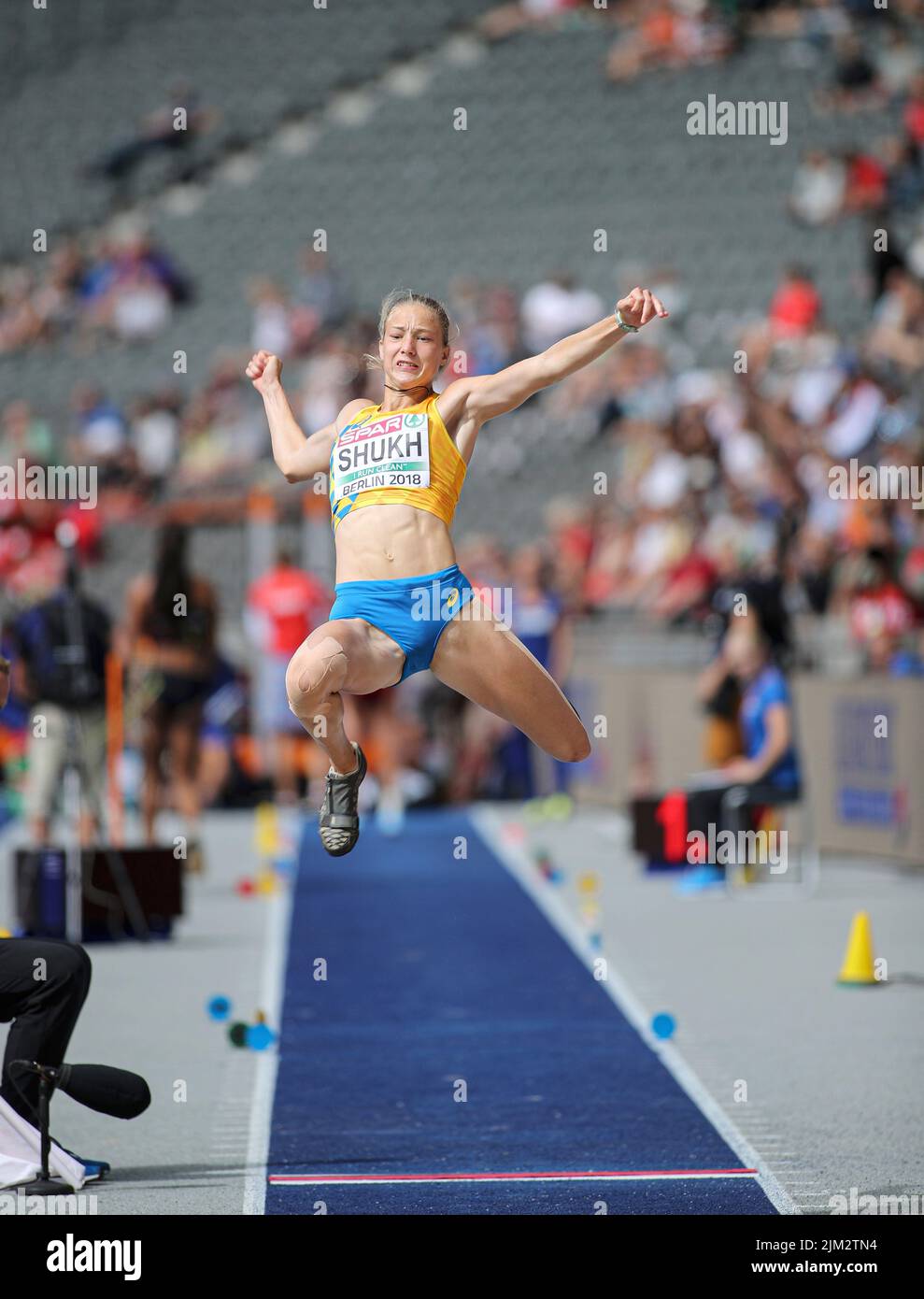 Alina Shukh participating in the Heptathlon Long Jump at the European ...