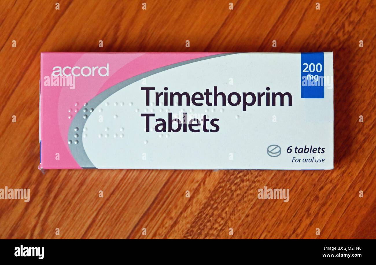 Photograph of Pack of Trimethoprim Tablets. 200mg. Accord. 6 tablets ...
