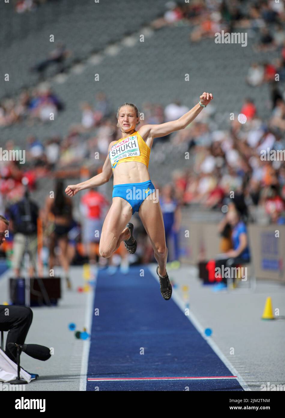 Alina Shukh participating in the Heptathlon Long Jump at the European ...