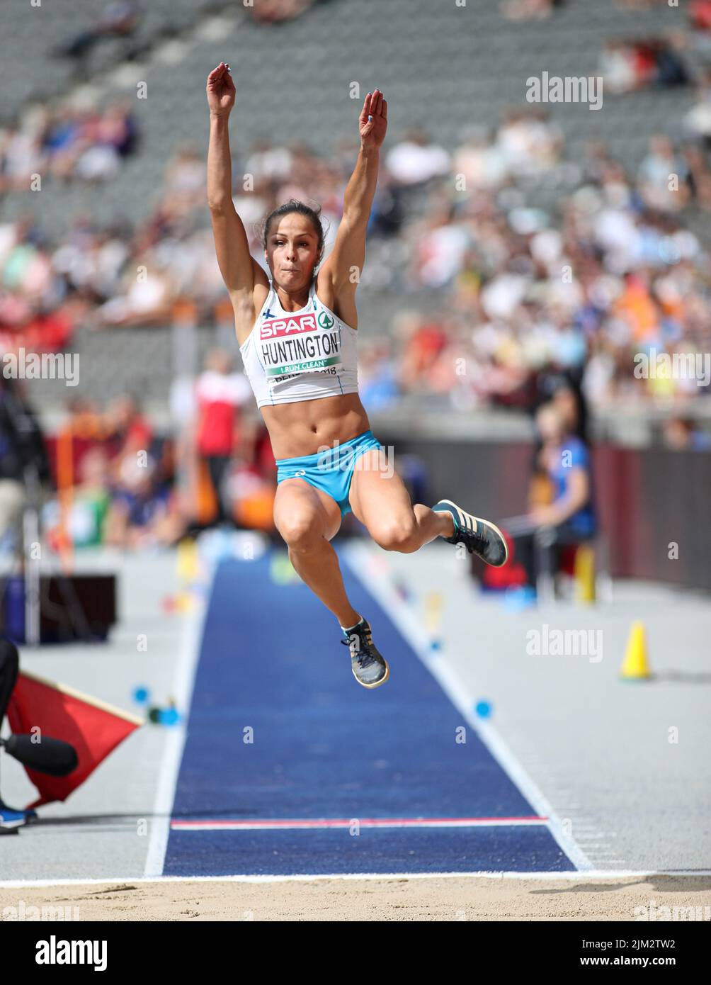Maria Huntington participating in the Heptathlon Long Jump at the ...