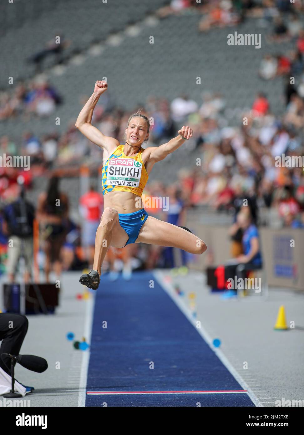 Alina Shukh participating in the Heptathlon Long Jump at the European ...