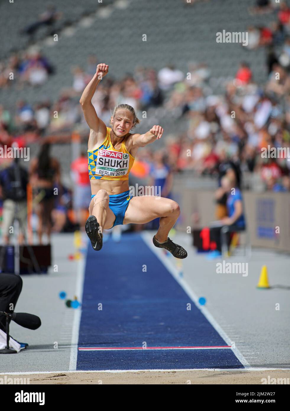 Alina Shukh participating in the Heptathlon Long Jump at the European ...