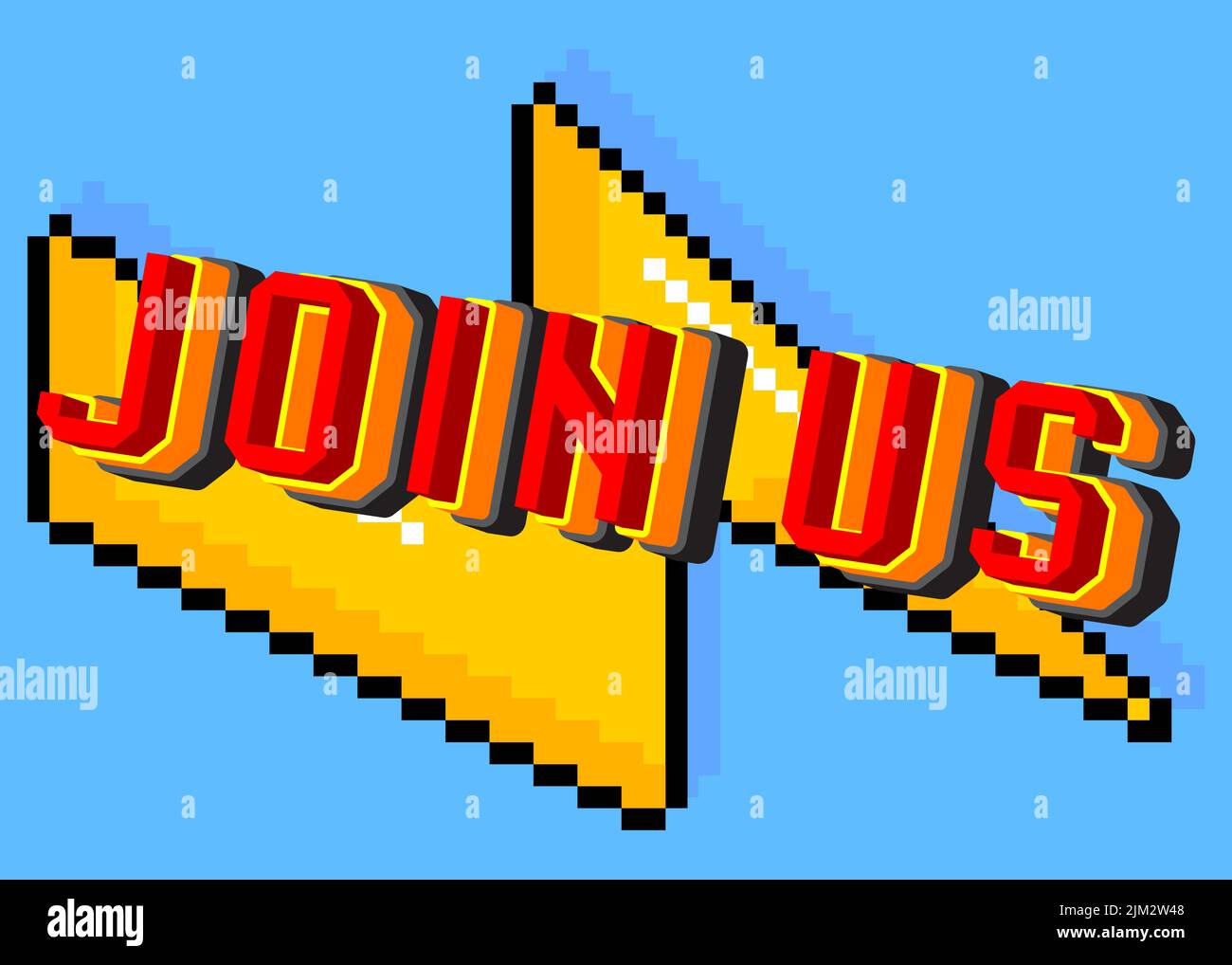 Join Us. Pixelated word with geometric graphic background. Vector ...
