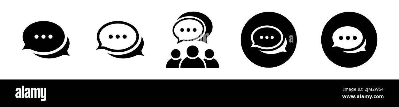 Talk bubble icon set in flat Speech bubble symbols Stock Vector Image ...