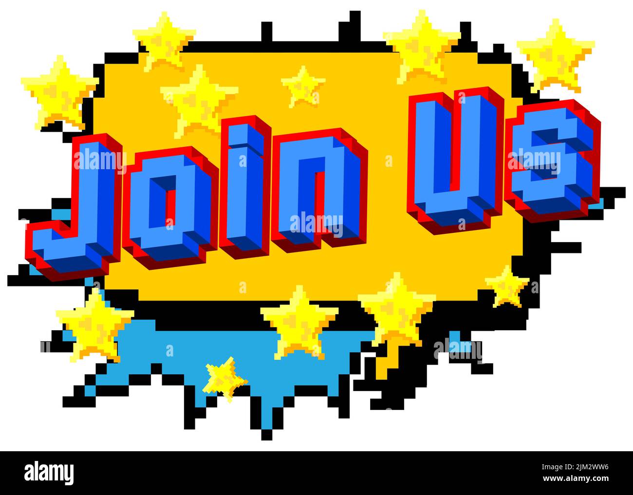 Join Us. Pixelated word with geometric graphic background. Vector ...