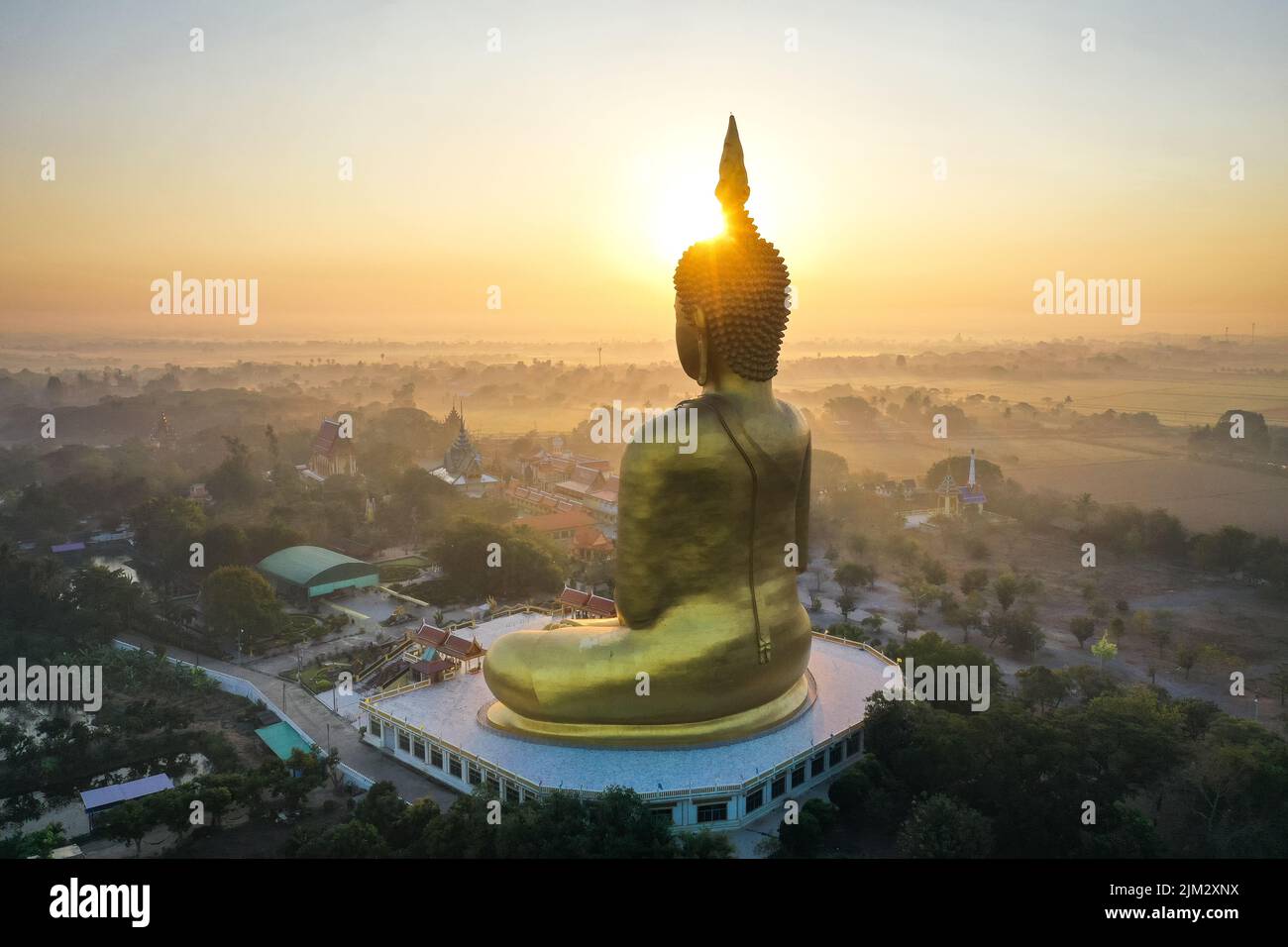 Big Buddha during sunset at Wat Muang in Ang Thong, Thailand Stock ...