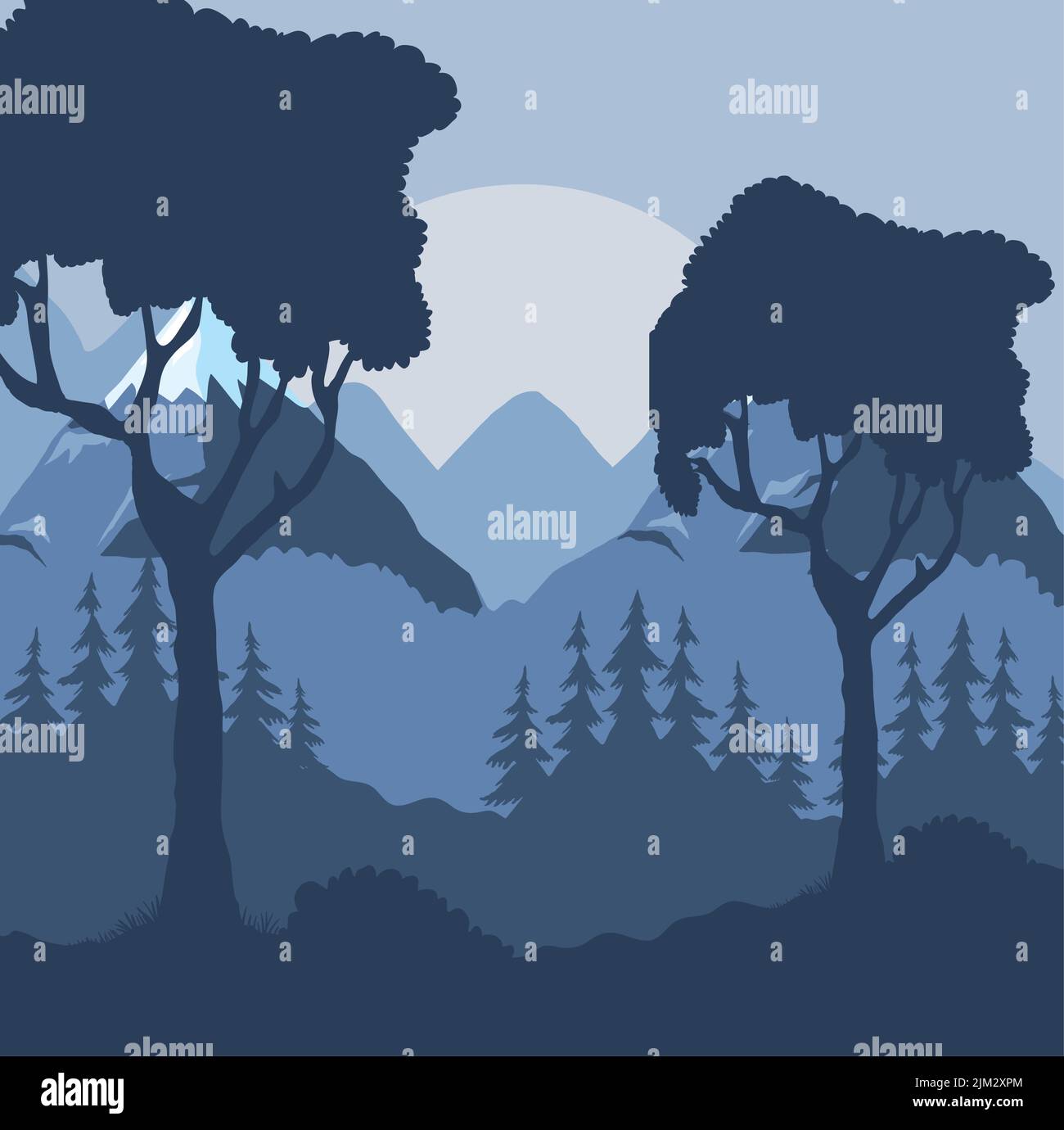 blue forest landscape Stock Vector Image & Art - Alamy