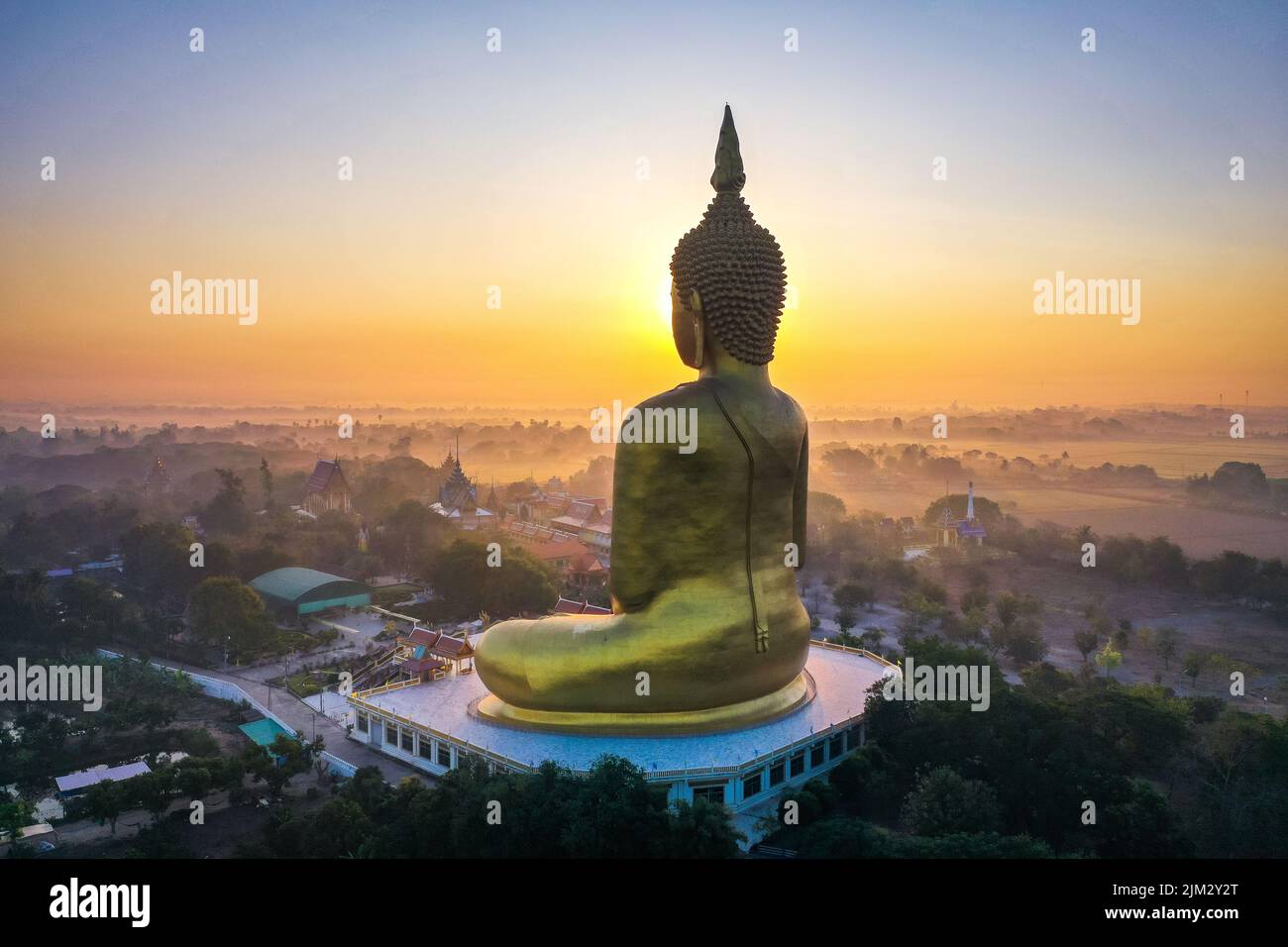 Big Buddha during sunset at Wat Muang in Ang Thong, Thailand Stock ...