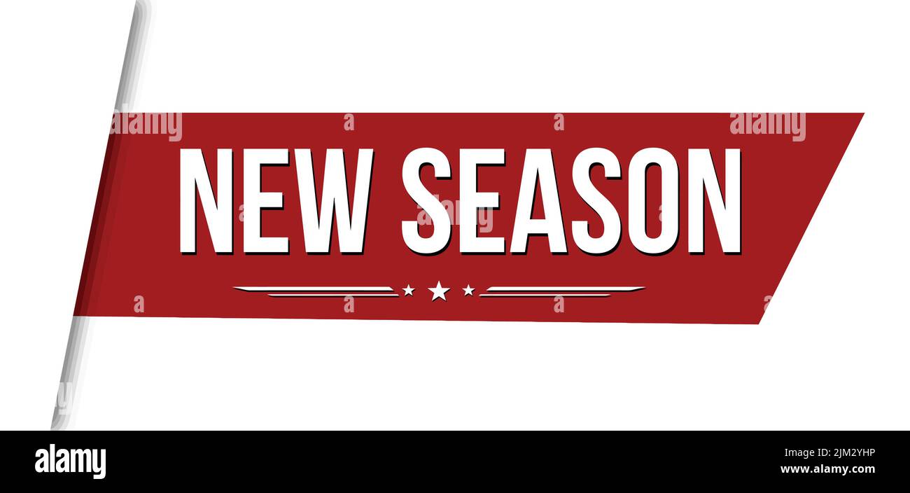 New season red ribbon or banner design on white background, vector ...