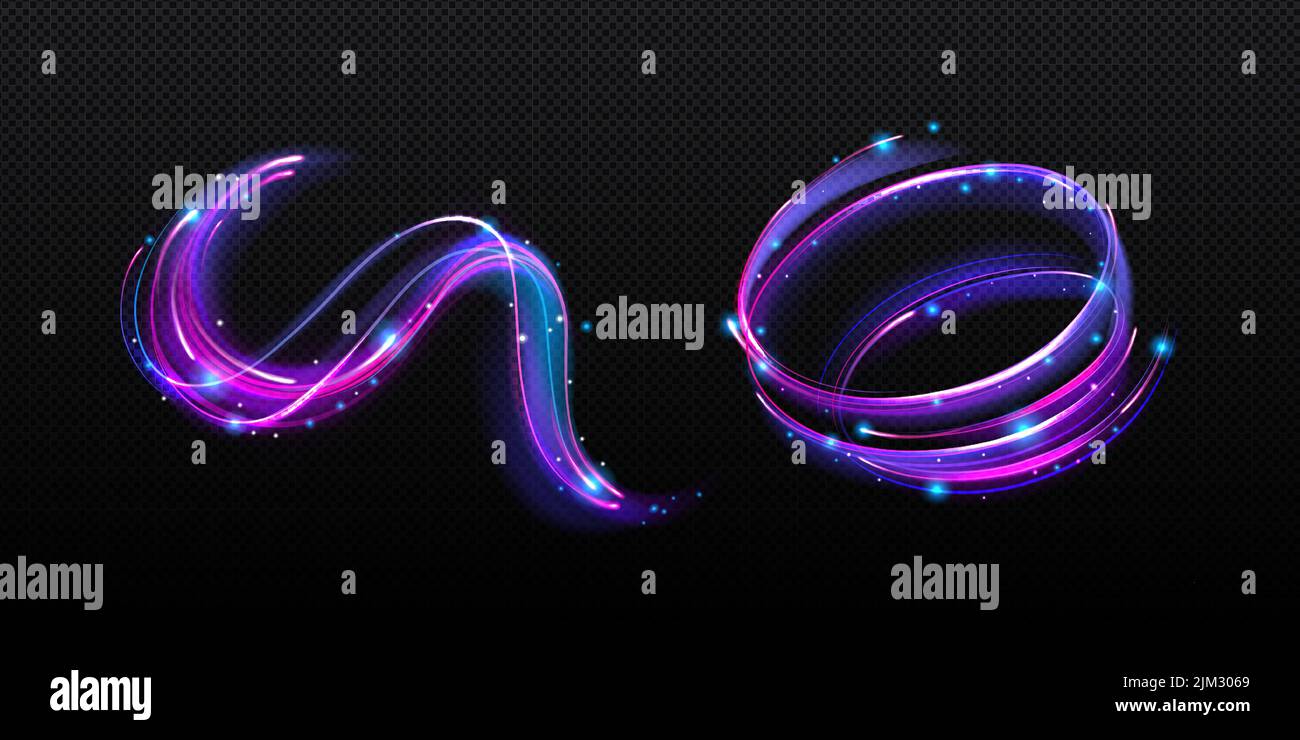 Neon magic swirl, wind effect purple twirl with blue sparkles. Swirl of ...