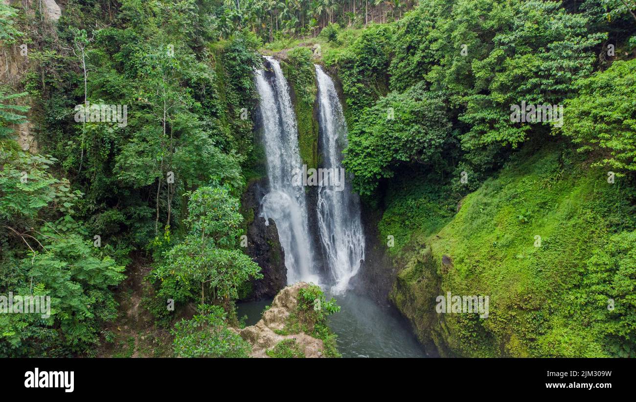 Aerial view of the Blang Kolam waterfall, Aceh, Indonesia Stock Photo ...