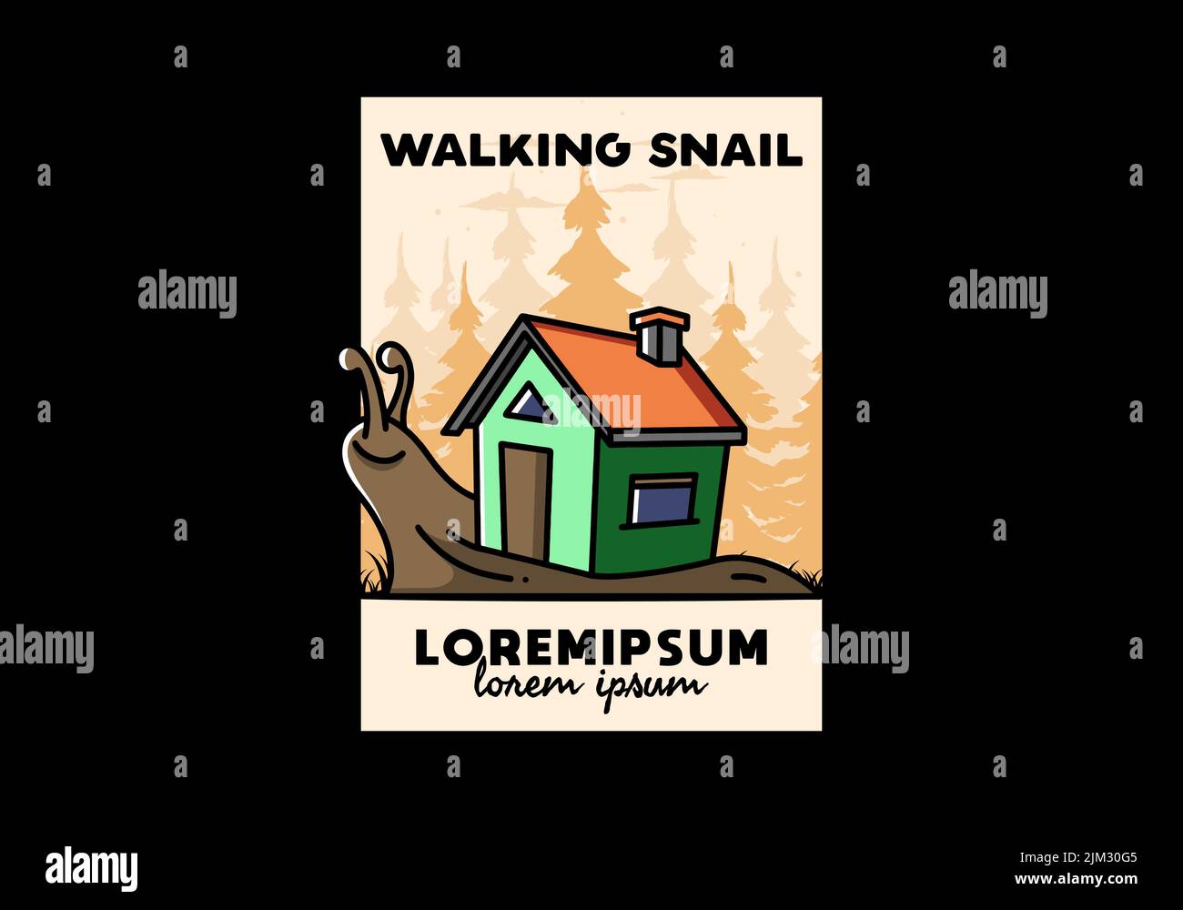 Illustration design of a walking snail and house Stock Vector Image ...