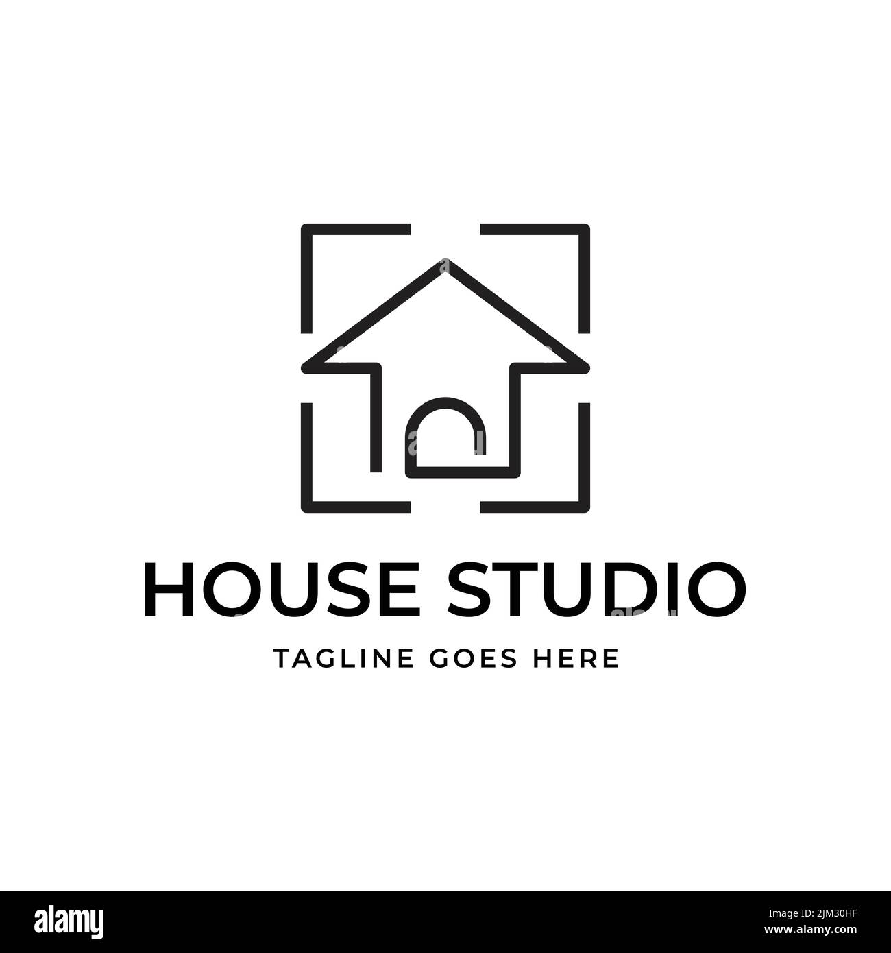 simple house studio with line style logo design Stock Vector Image ...