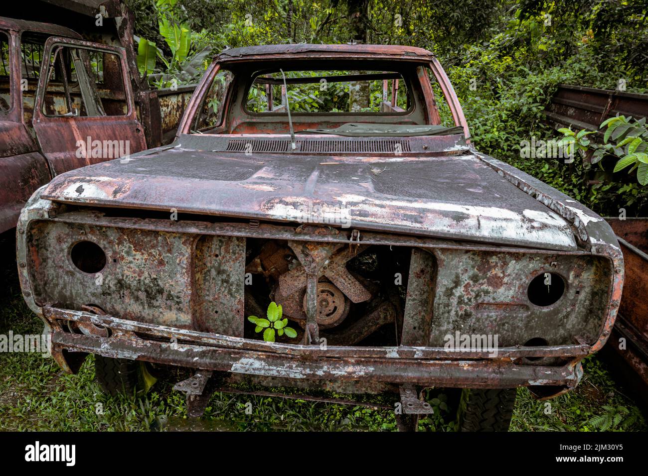 Front view old vintage truck car wreck used to transport ore from the ...