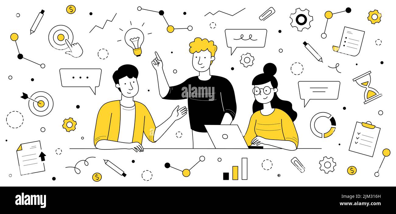 Business people teamwork, meeting doodle concept. Colleagues team ...