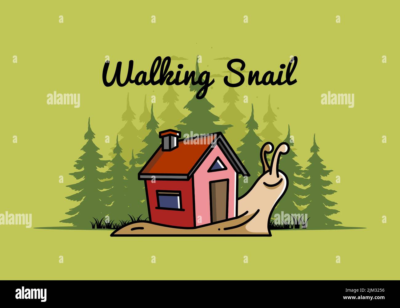 Illustration design of a walking snail and house Stock Vector Image ...