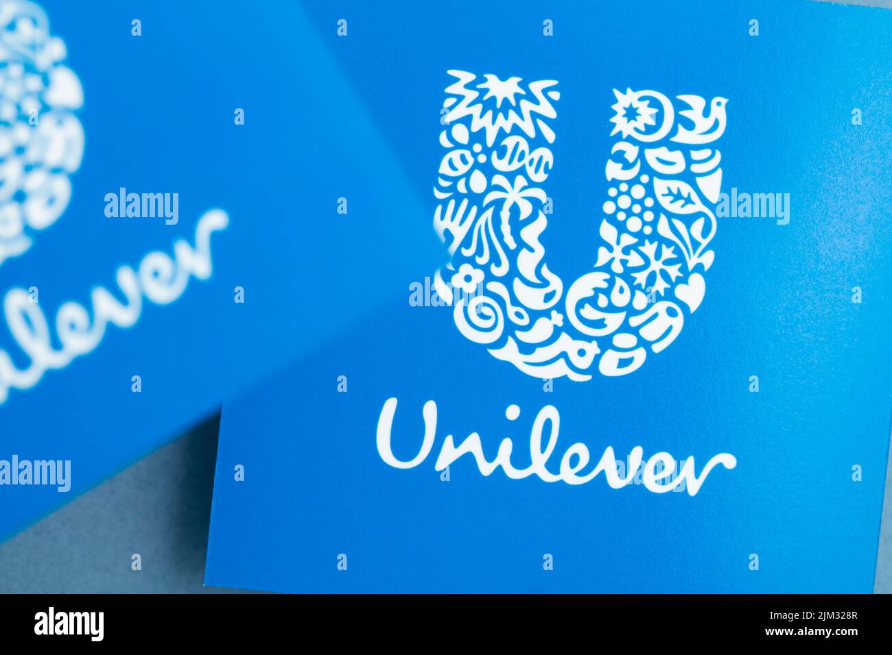 LONDON, UK - August 2022: Unilever company logo. Unilever is a ...