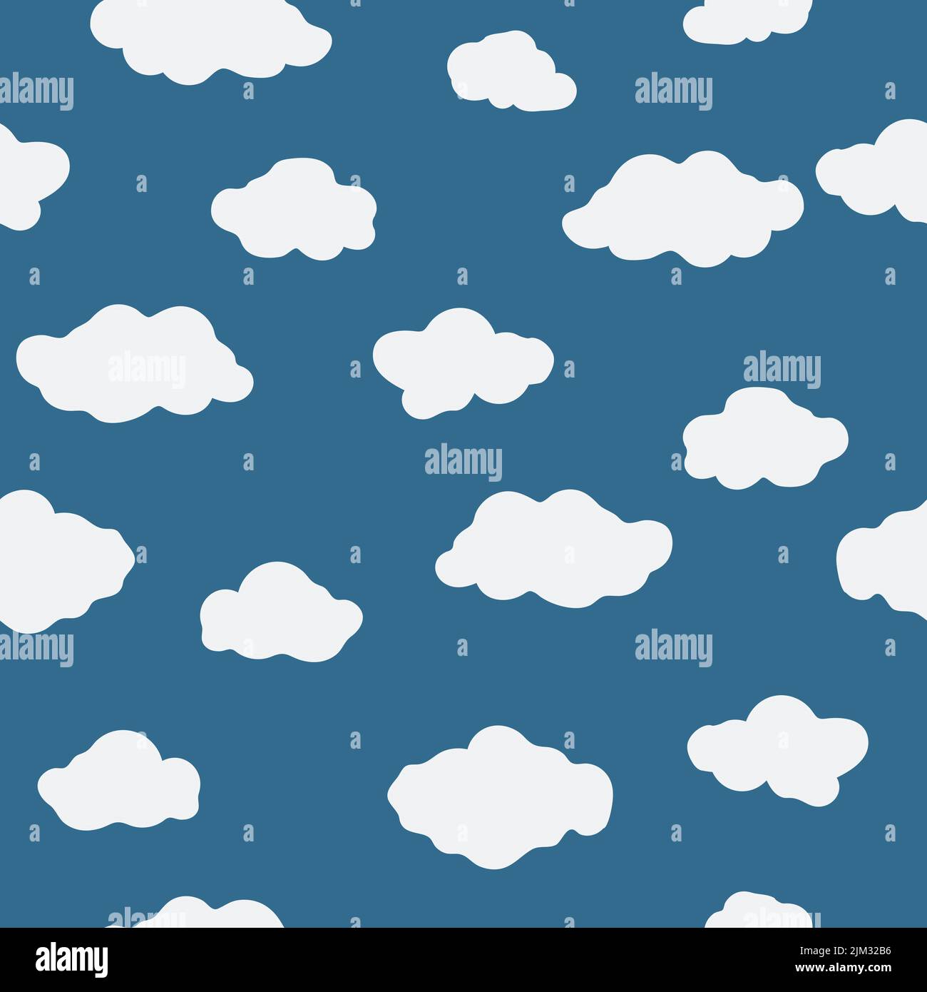 Clouds seamless pattern on a blue background. Nursery Wall Art for Baby ...