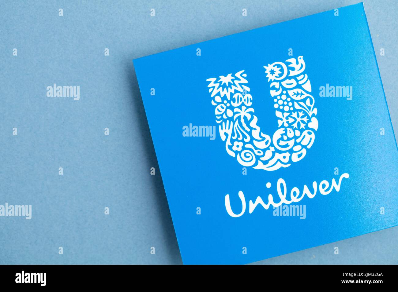 LONDON, UK - August 2022: Unilever company logo. Unilever is a ...