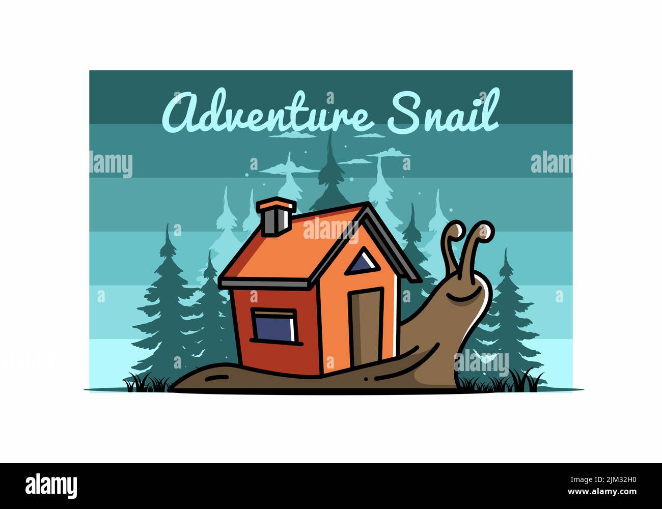 Illustration design of a walking snail and house Stock Vector Image ...