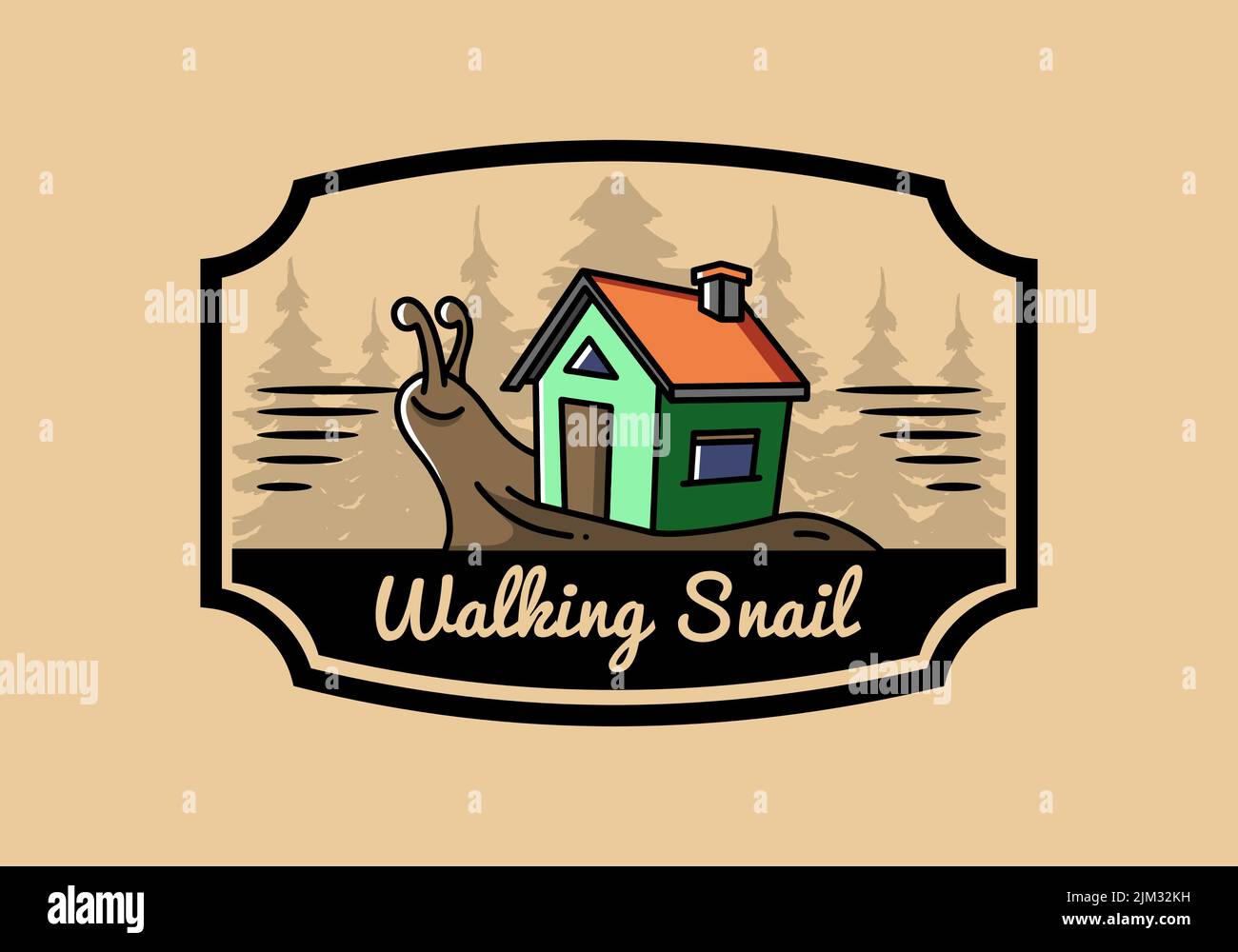 Illustration design of a walking snail and house Stock Vector Image ...