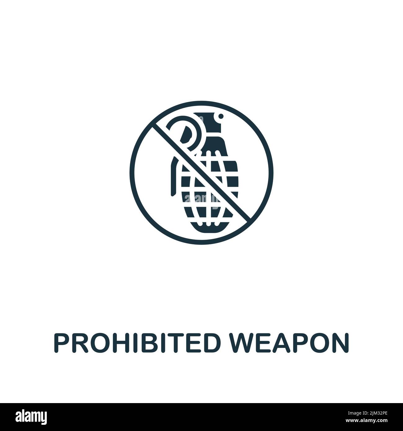 Prohibited Weapon icon. Monochrome simple line Protest icon for ...