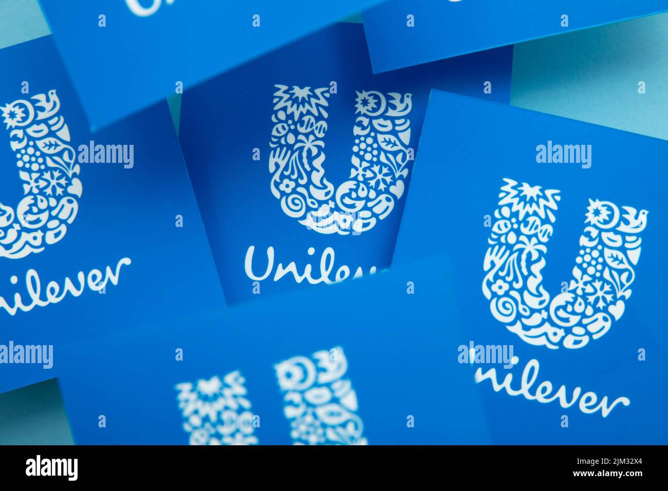 LONDON, UK - August 2022: Unilever company logo. Unilever is a ...