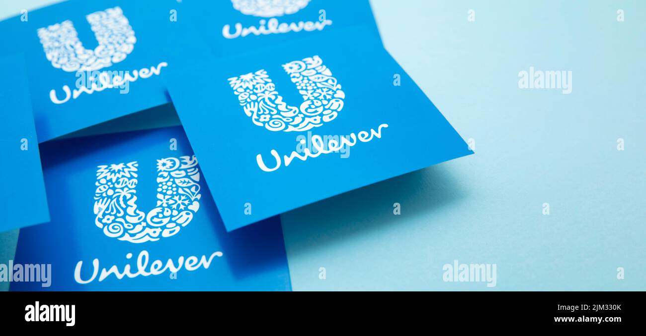 LONDON, UK - August 2022: Unilever company logo. Unilever is a ...