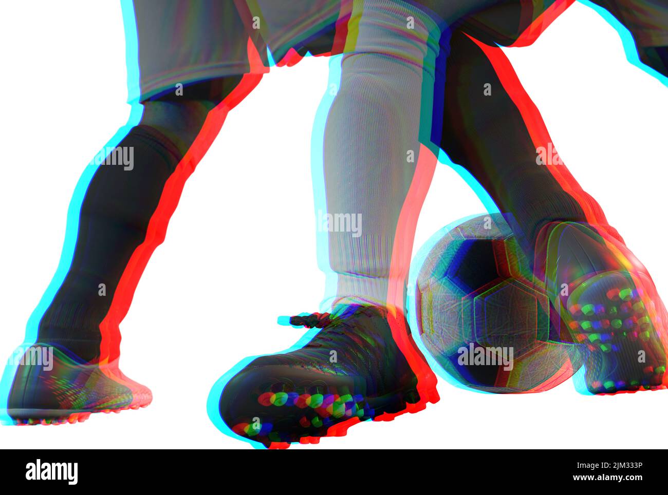 Football scene with competing football players with rgb effects Stock ...