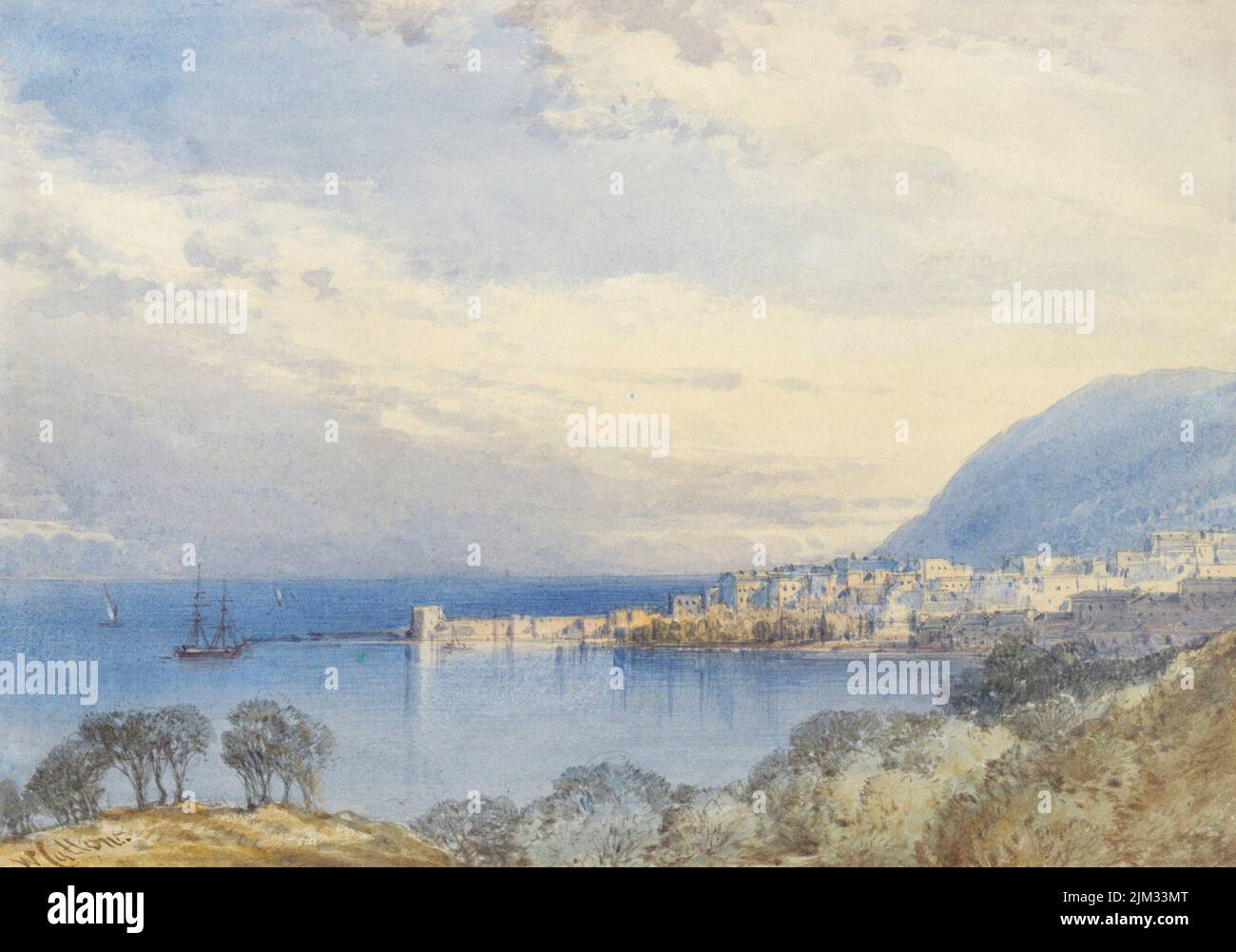 Menton, France - 19th century painting by William Callow Stock Photo ...