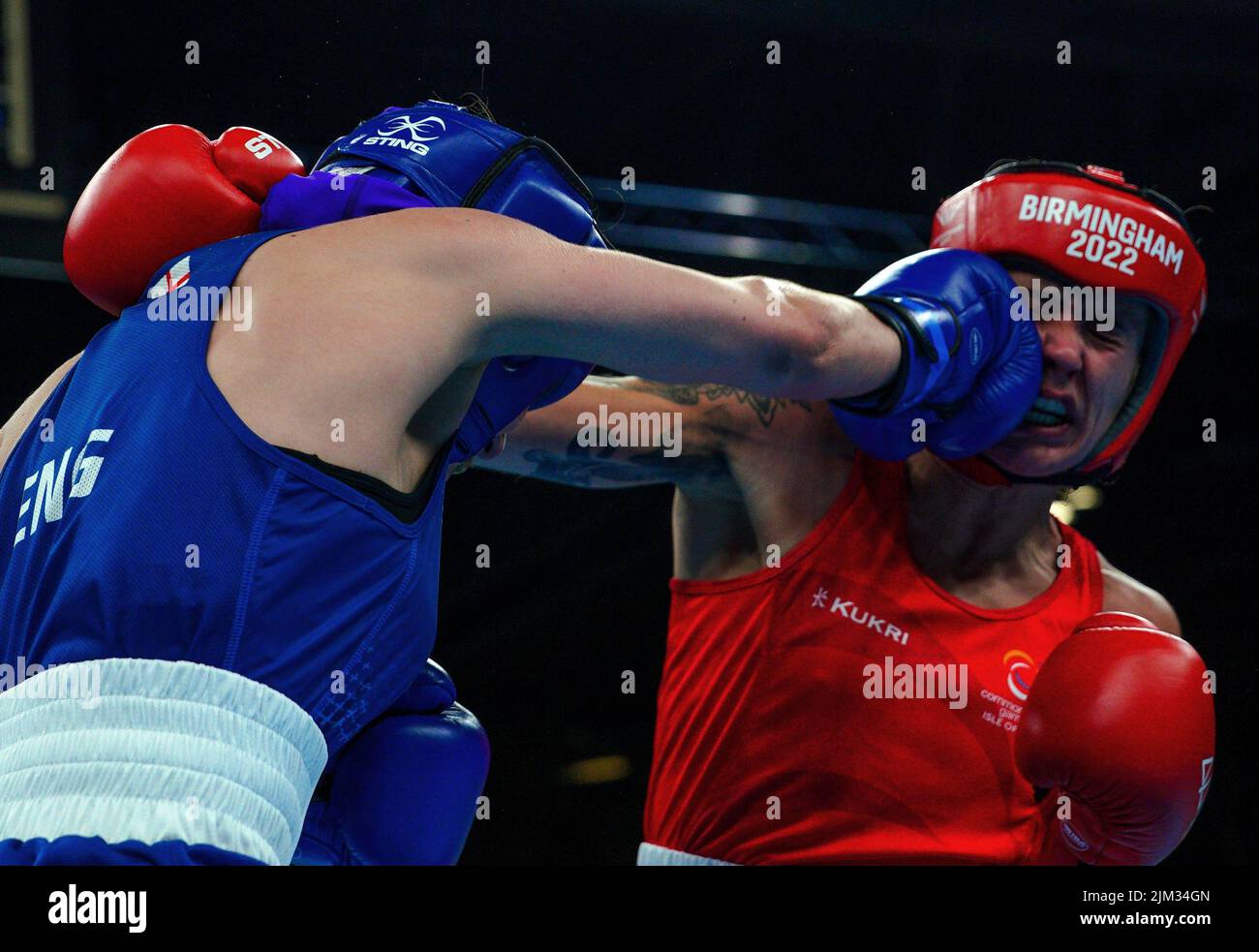 Isle of Mann's Jade Burden and England's Gemma Paige (blue) Richardson ...