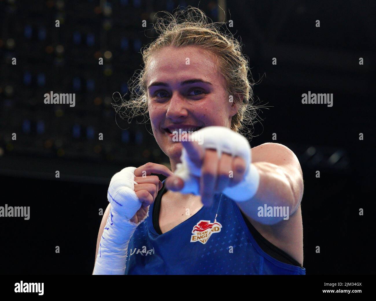 England's Gemma Paige Richardson celebrates beating Isle of Mann's Jade ...