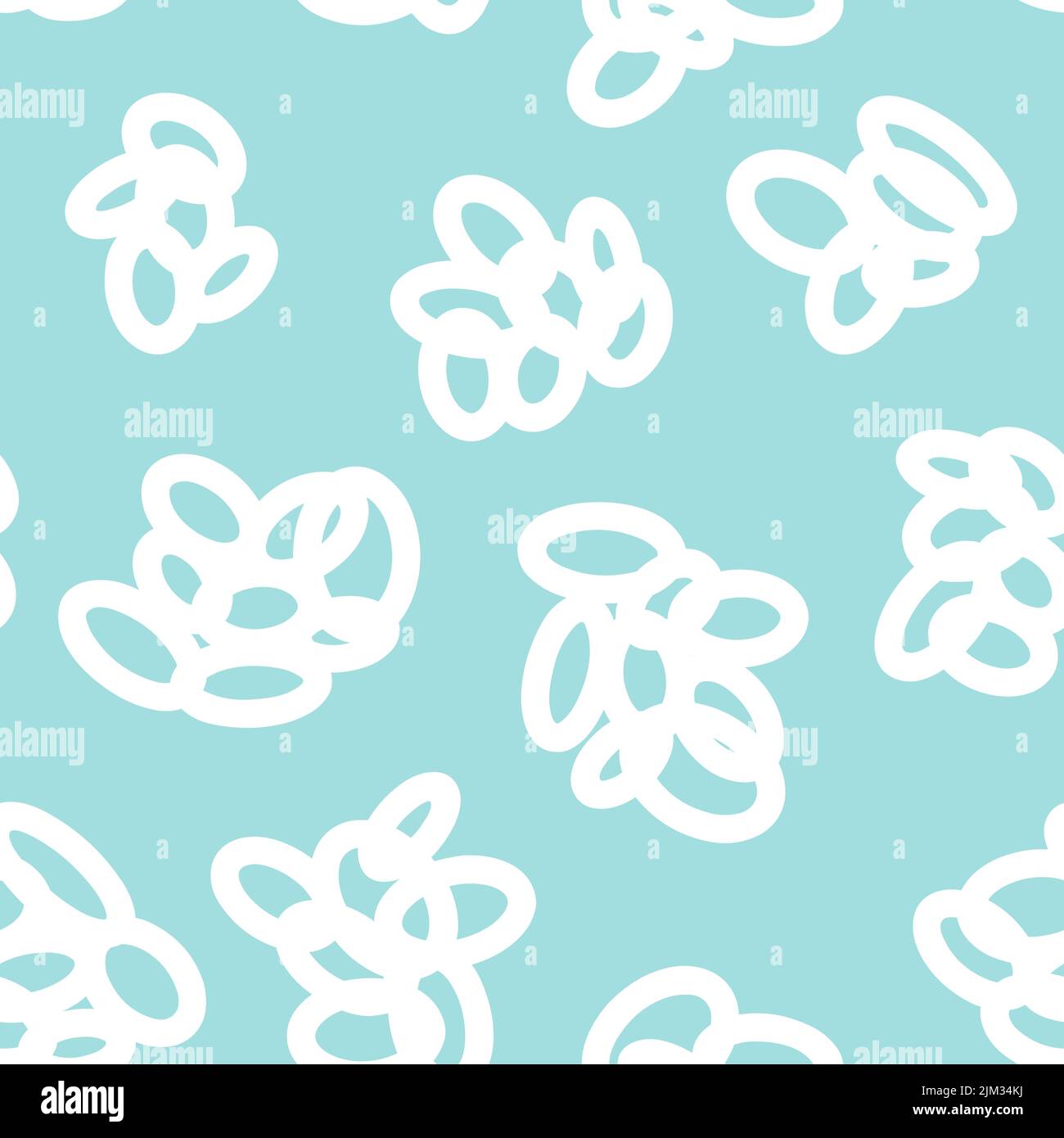 Seamless neutral oval pattern. White hand-drawn ovate rings heap on ...