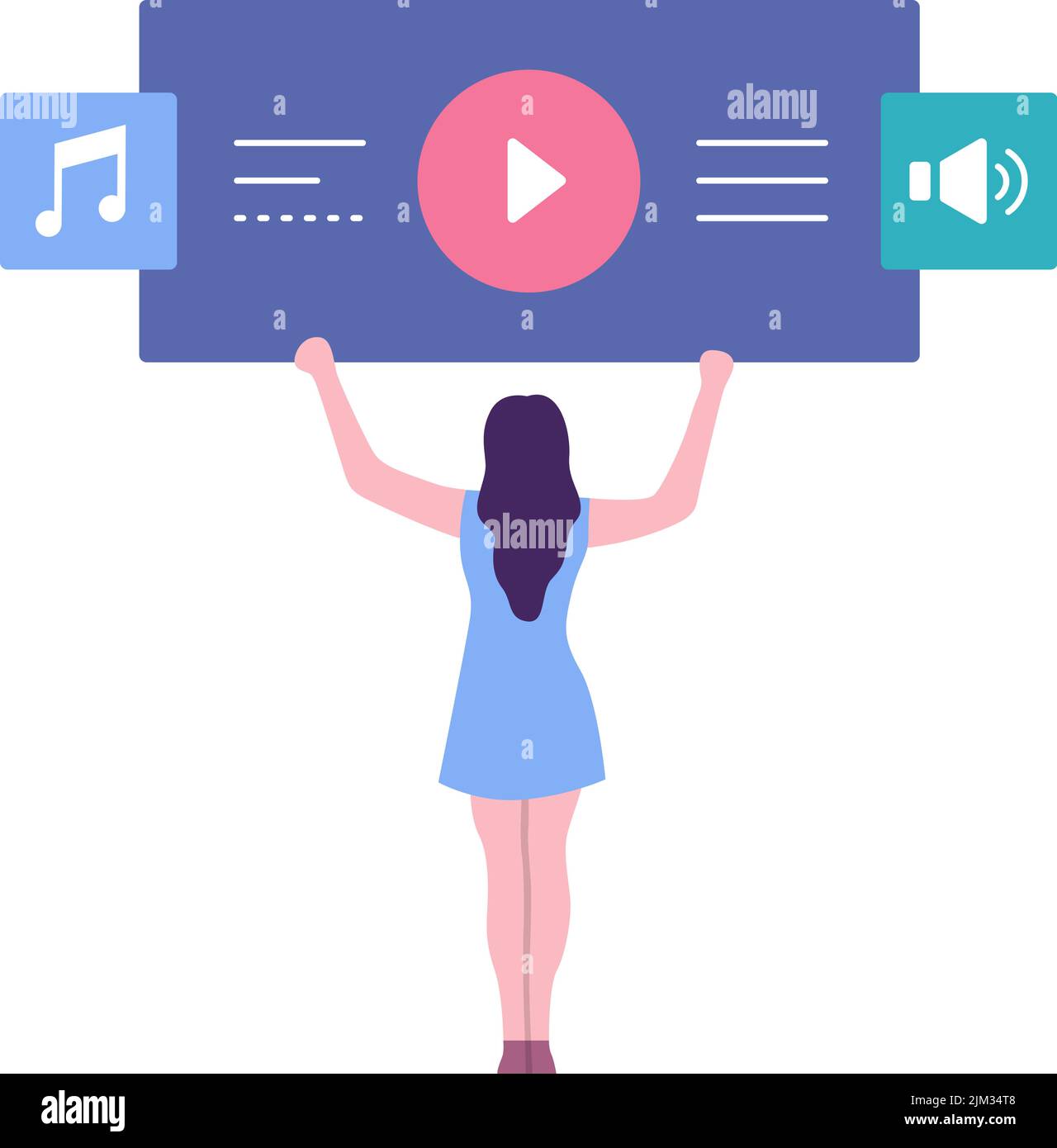 Woman viewing video media content vector icon Stock Vector Image & Art ...