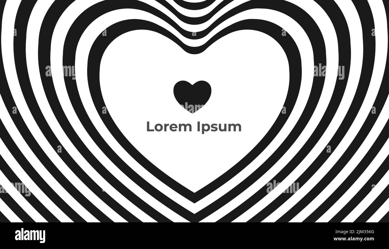 Abstract frame in the form of a heart from black and white lines Stock ...