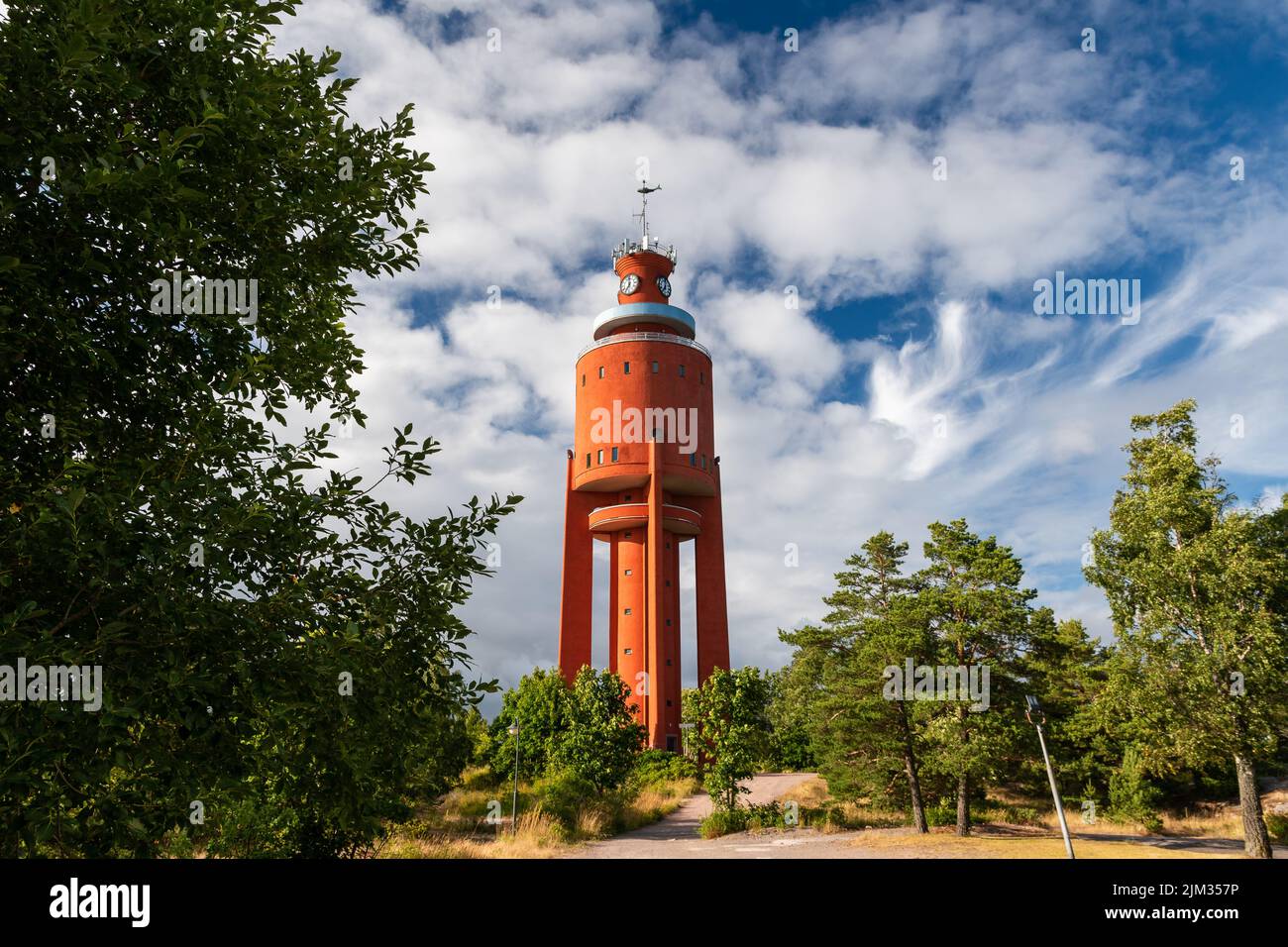 Hanko water tower, the famous landmark in Southern Finland in summer ...